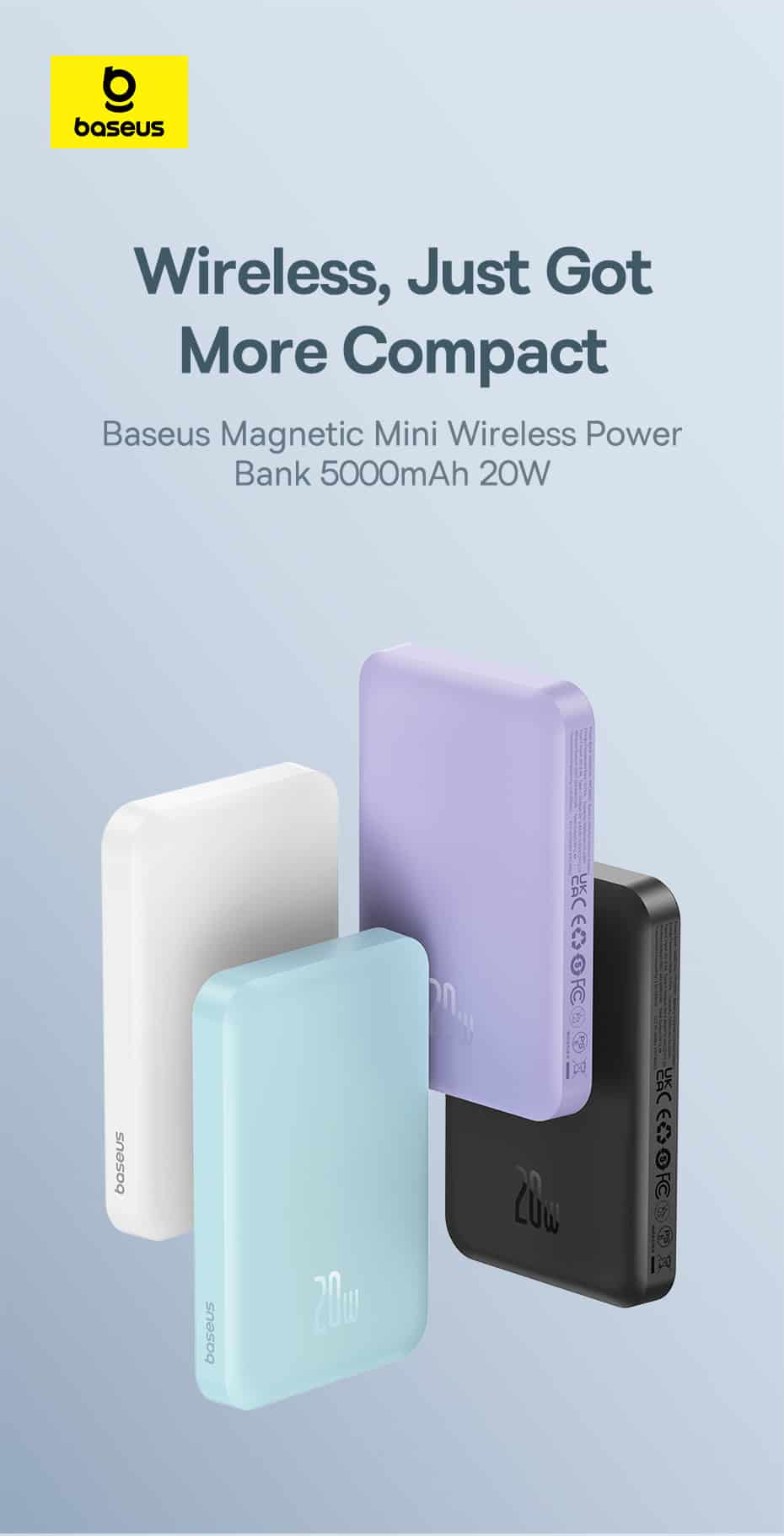 Pin dự phòng Baseus Magnetic Mini Wireless Fast Charging Power Bank 5000mAh 20W - Smart Ones