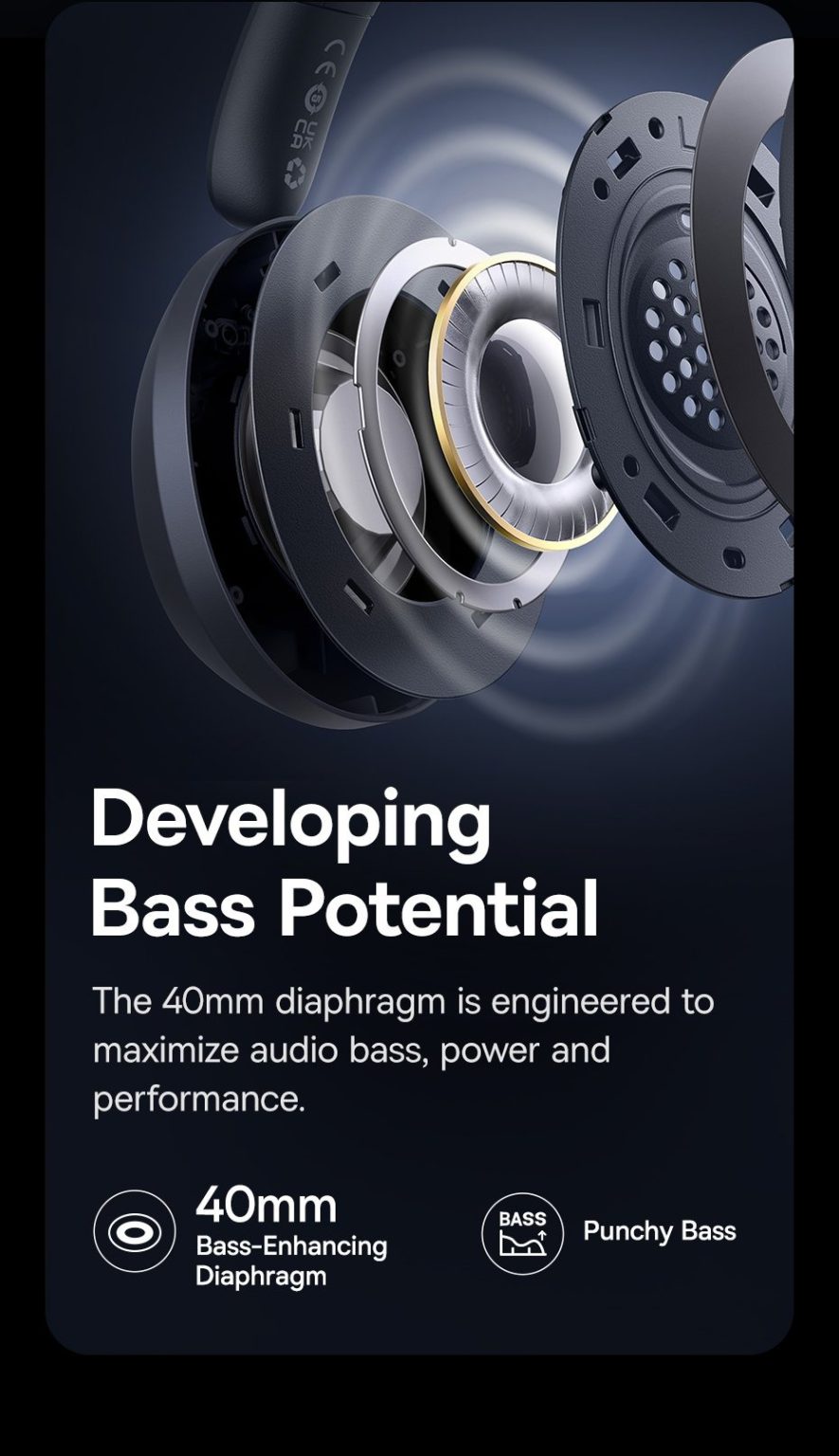 Tai nghe chụp tai Baseus Bass 35 Max (Bluetooh v5.3, 50H, Bass Boost ...